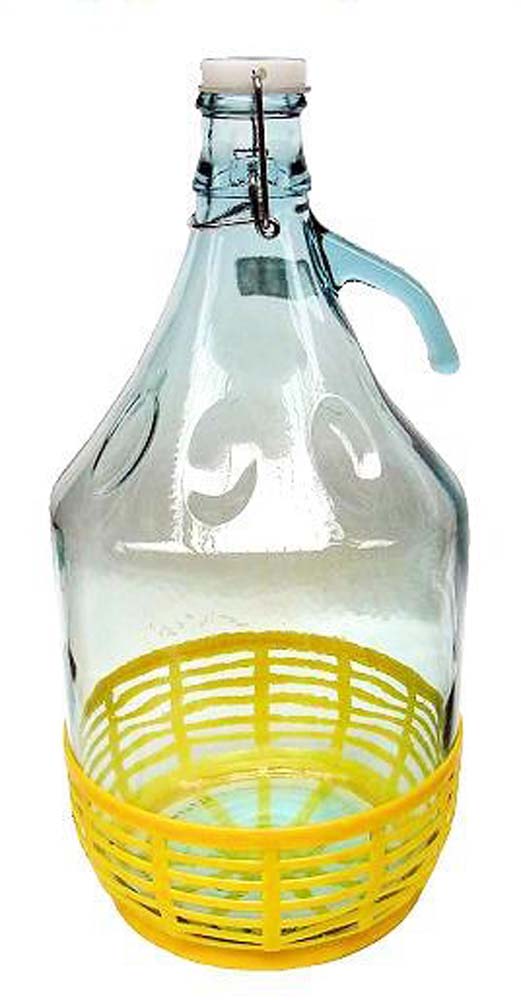 Demižon v plast. košíku 5l s patentním uzávěrem | kozak.cz