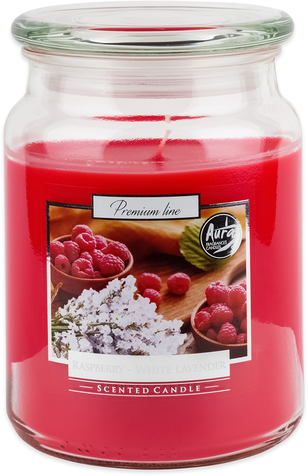 Svíčka vonná ve skle s víčkem RASPBERRY - WHITE LAVENDER 500g | kozak.cz